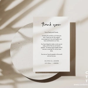 EDITABLE Minimalist 'thank You' Card Template Table - Etsy