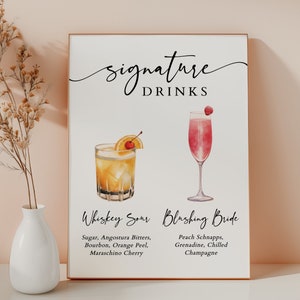 EDITABLE | Signature Drinks Sign Template, 0042AA - Etsy