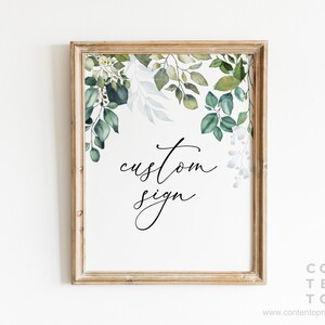 EDITABLE Eucalyptus Custom Sign Template, 0006AA - Etsy