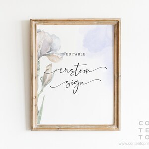 EDITABLE Iris Flower Custom Sign Template, 0019AA - Etsy