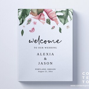 EDITABLE Tropical Welcome Sign Template 0003AA - Etsy