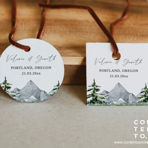 EDITABLE Mountain Favor Tag Template, 0018AA - Etsy