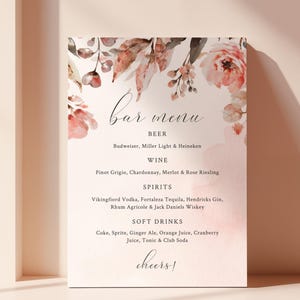 EDITABLE | Floral Bar Menu Template, 0025AA - Etsy