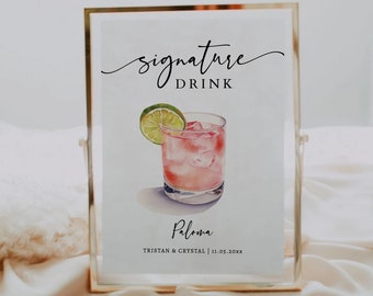 Paloma Signature Cocktail Drink Sign, Editable Template, Instant ...