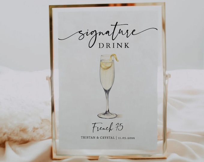 French 75 Digital Image Digital Download. JPG, PNG for Wedding Bar Sign ...