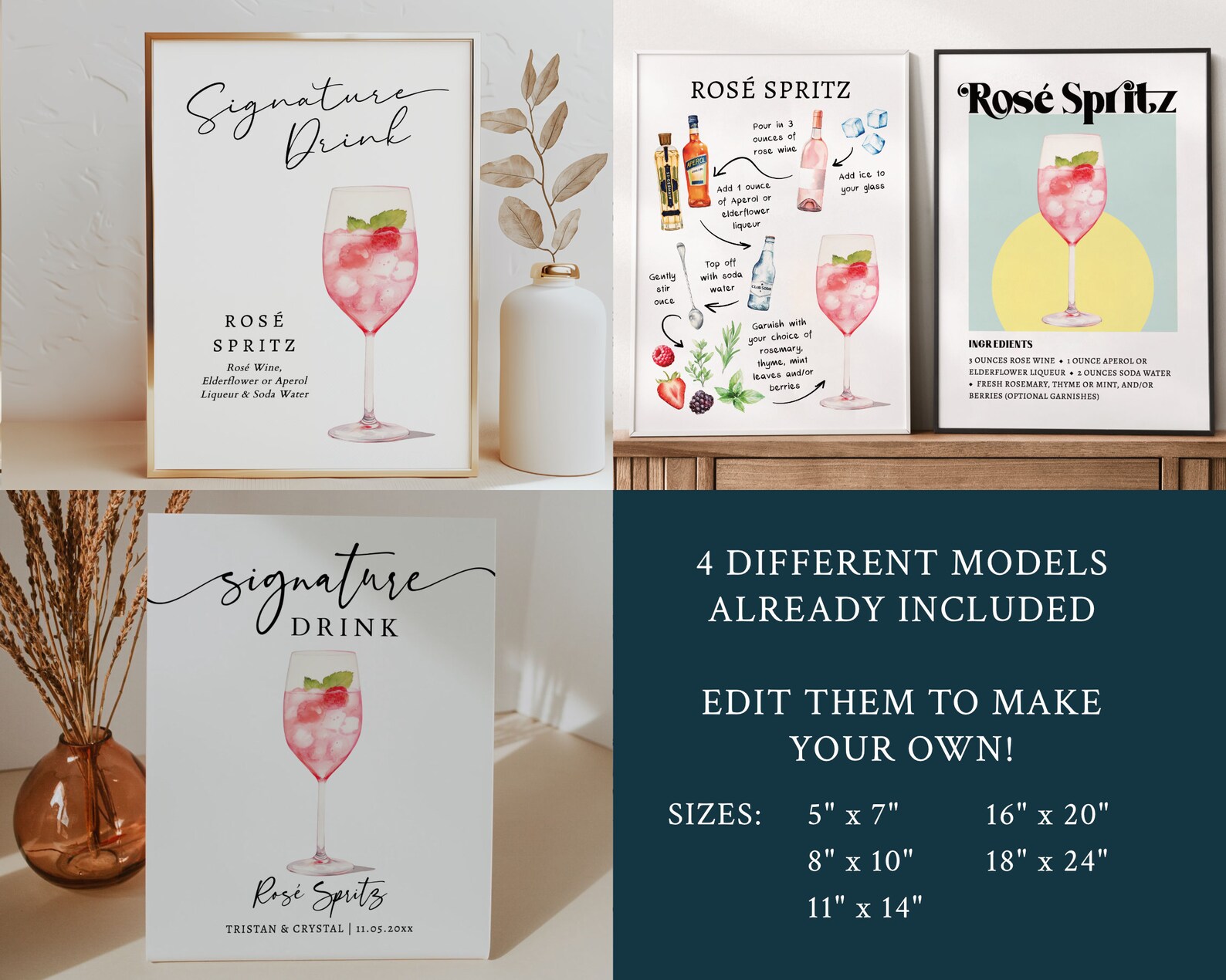 EDITABLE | Rosé Spritz Bar Sign Template, 0042AA - Etsy