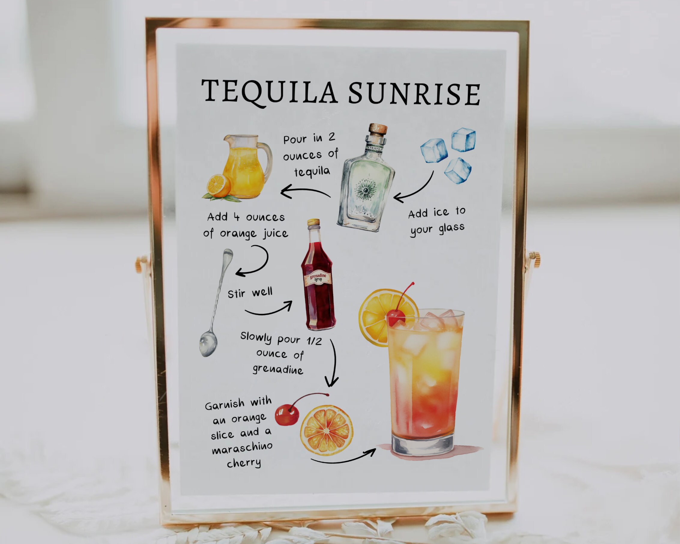EDITABLE Tequila Sunrise Bar Sign Template, 0042AA - Etsy