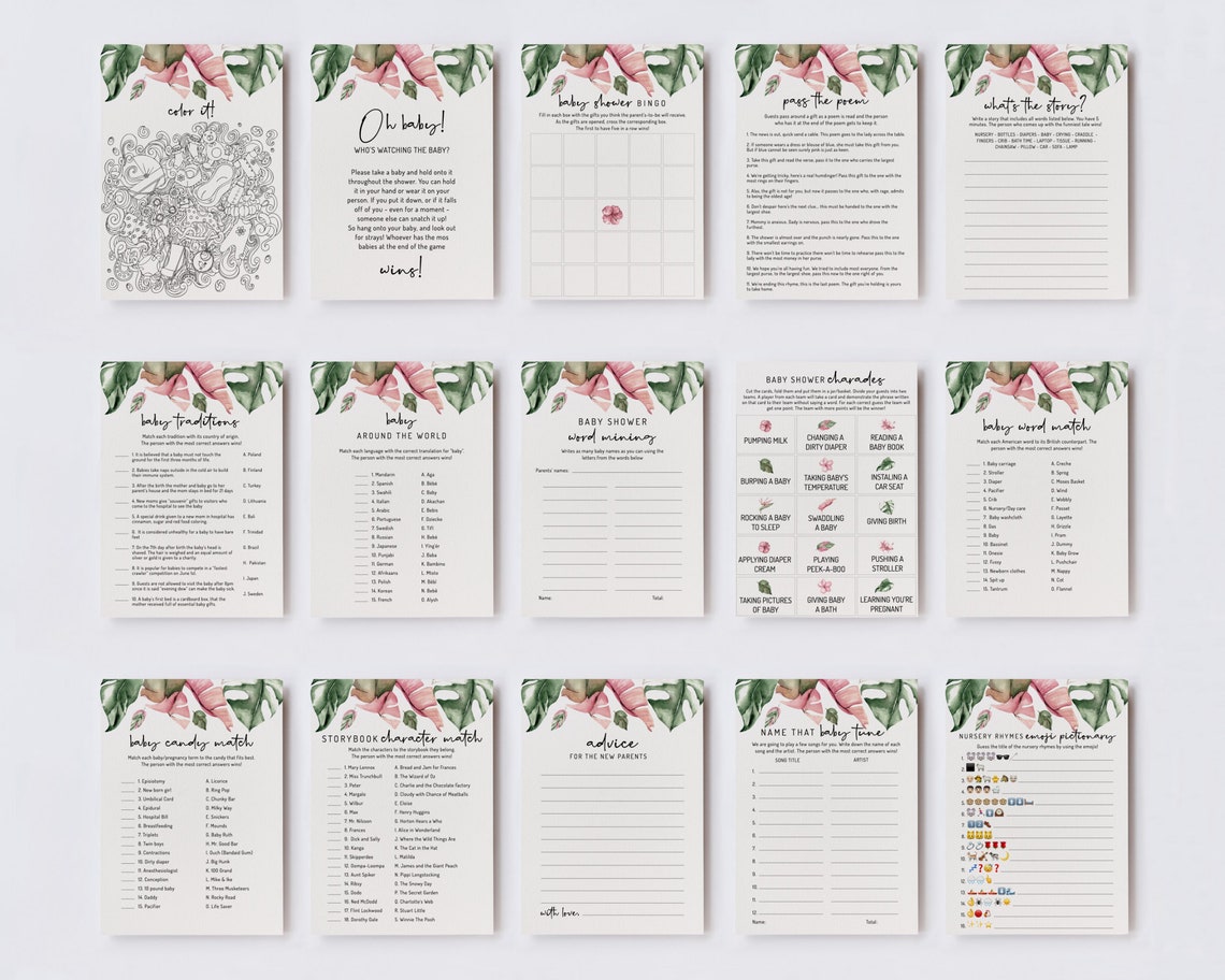 EDITABLE Tropical Baby Shower Games Bundle Beach Baby - Etsy