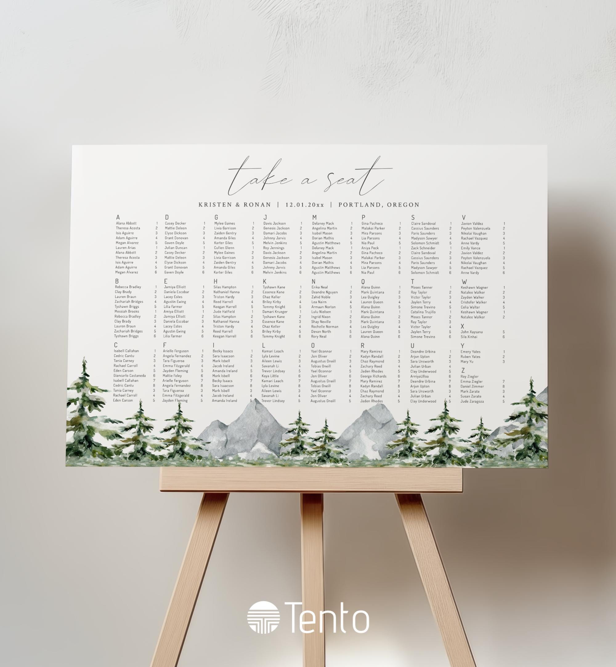EDITABLE | Mountain Seating Chart Template, Alphabetical and Table ...