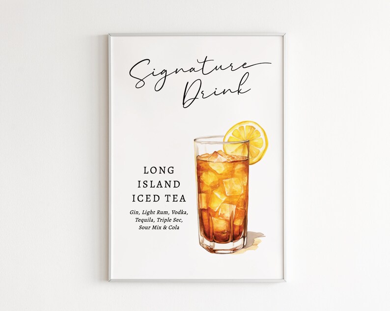 EDITABLE | Long Island Iced Tea Bar Sign Template, 0042AA - Etsy