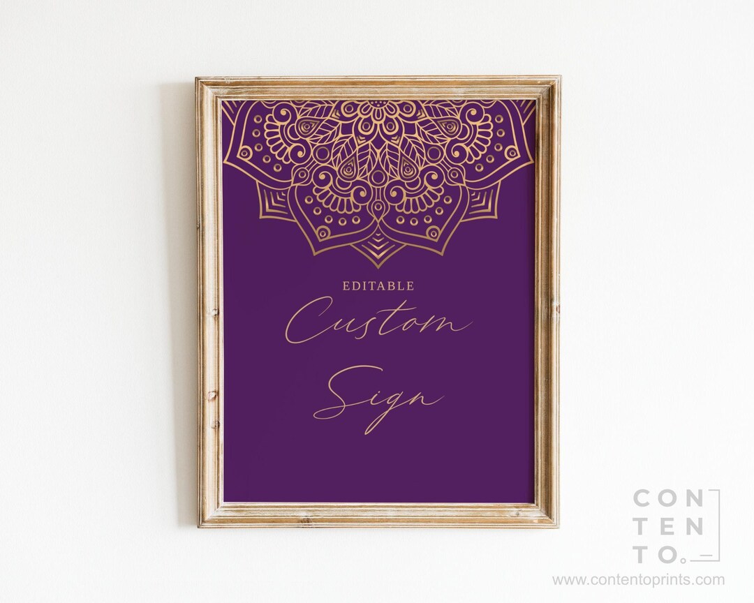 EDITABLE | Mandala Custom Sign Template, 0026AA - Etsy