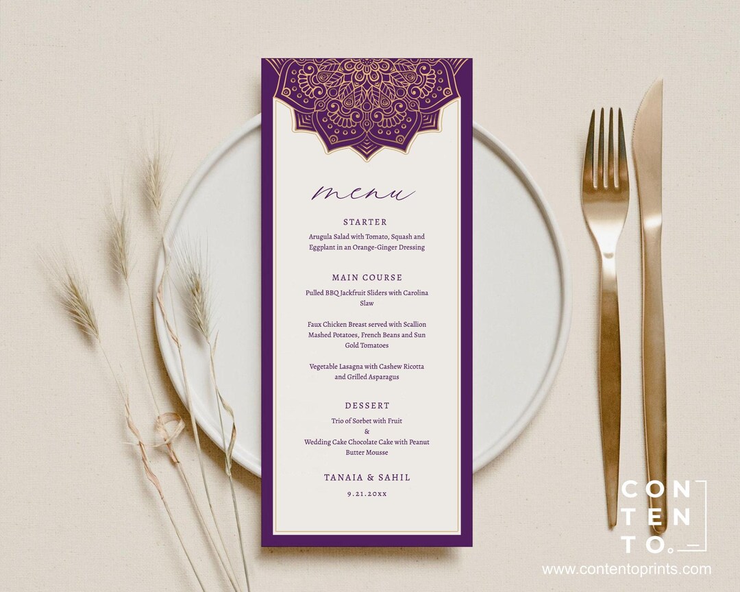 EDITABLE | Mandala Menu Card Template, 0026AA - Etsy