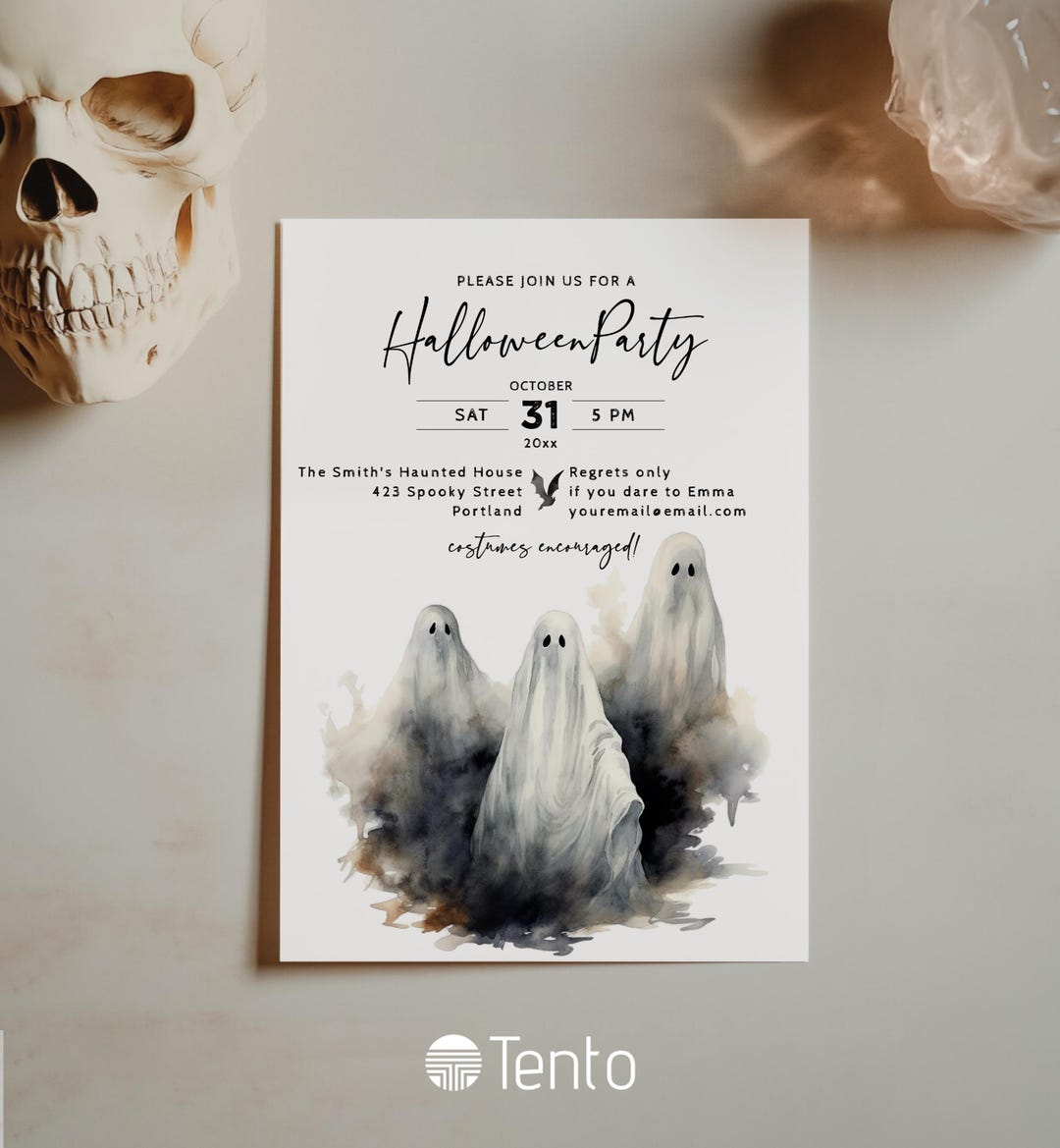 EDITABLE | Halloween Party Invitation Template, Ghost Invitation ...