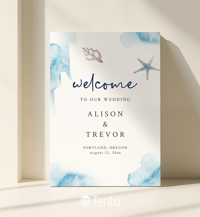 EDITABLE | Ocean Welcome Sign Template, 0012AA - Etsy
