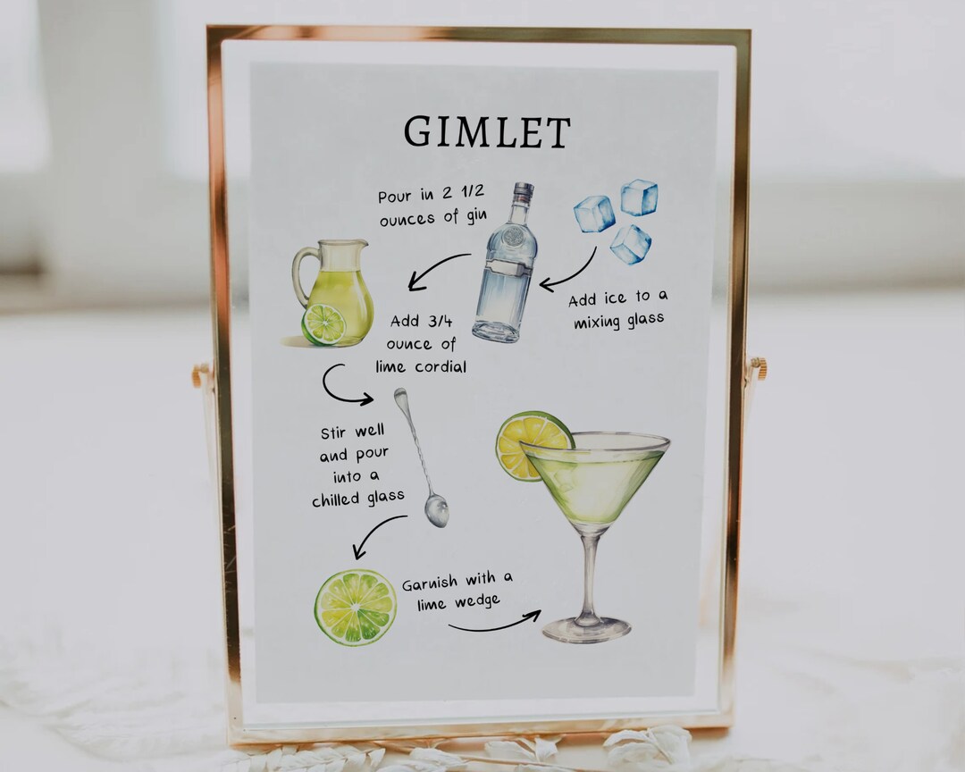 EDITABLE | Gimlet Bar Sign Template, 0042AA - Etsy