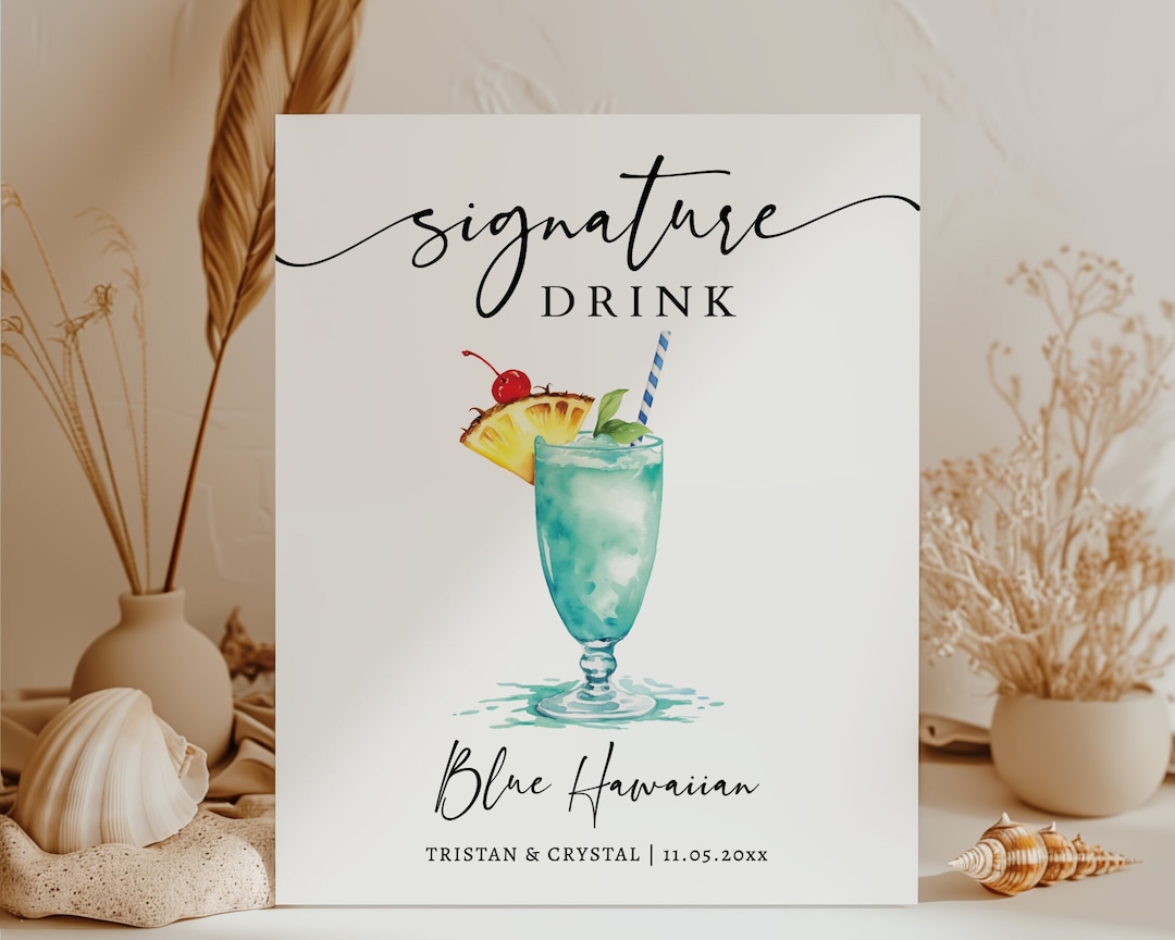 EDITABLE | Blue Hawaiian Bar Sign Template, 0042AA - Etsy