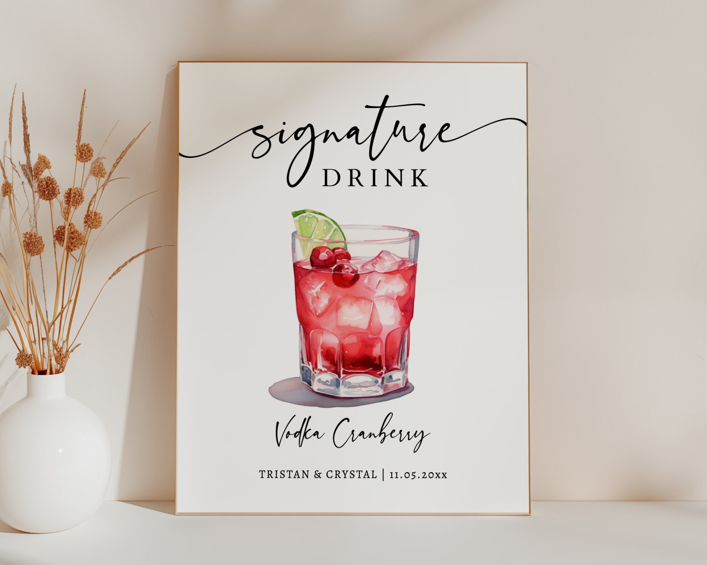 EDITABLE | Vodka Cranberry Bar Sign Template, 0042AA - Etsy
