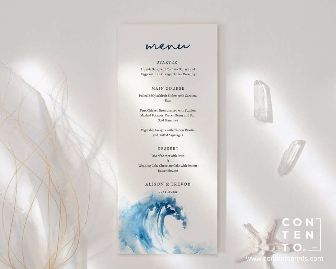 EDITABLE Ocean Menu Card Template, 0012AA - Etsy