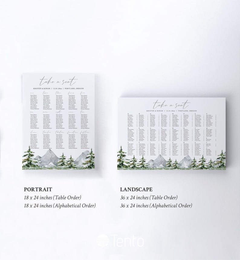 EDITABLE | Mountain Seating Chart Template, Alphabetical and Table ...