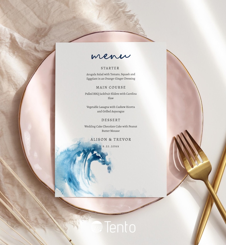 EDITABLE | Ocean Menu Card Template, 0012AA - Etsy