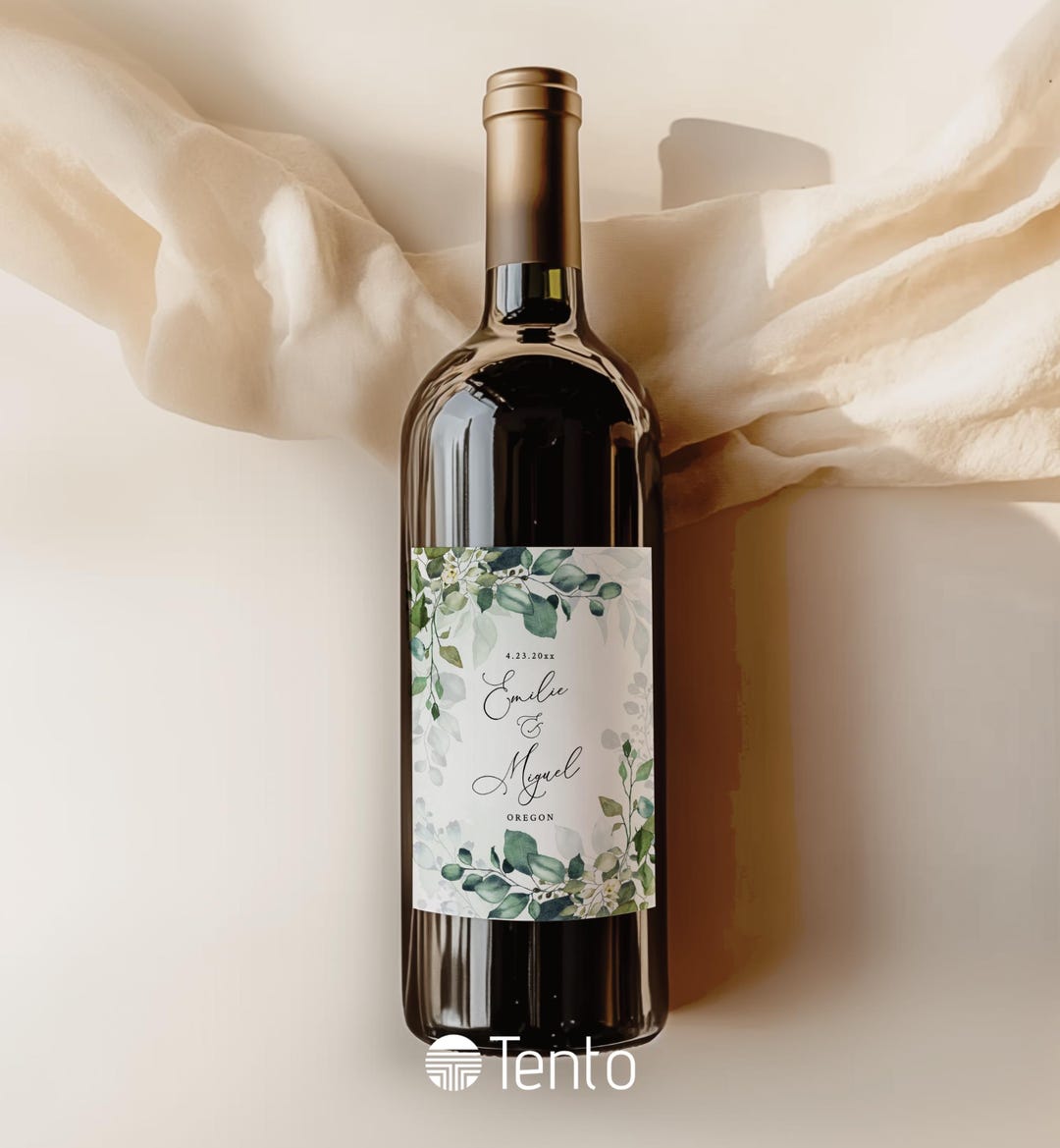 EDITABLE | Eucalyptus Wine Bottle Label Template, 0006AA - Etsy