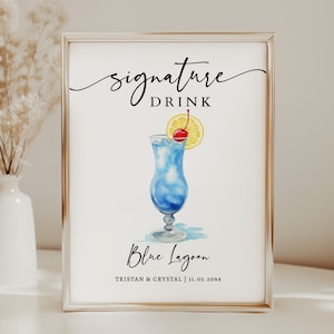 EDITABLE | Blue Lagoon Bar Sign Template, 0042AA - Etsy
