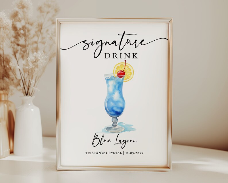 EDITABLE | Blue Lagoon Bar Sign Template, 0042AA - Etsy