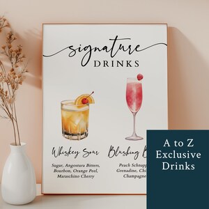 EDITABLE | Signature Drinks Sign Template, 0042AA - Etsy