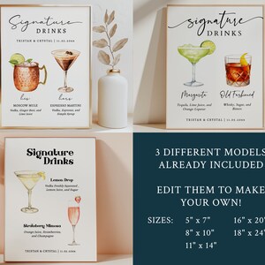 EDITABLE | Signature Drinks Sign Template, 0042AA - Etsy