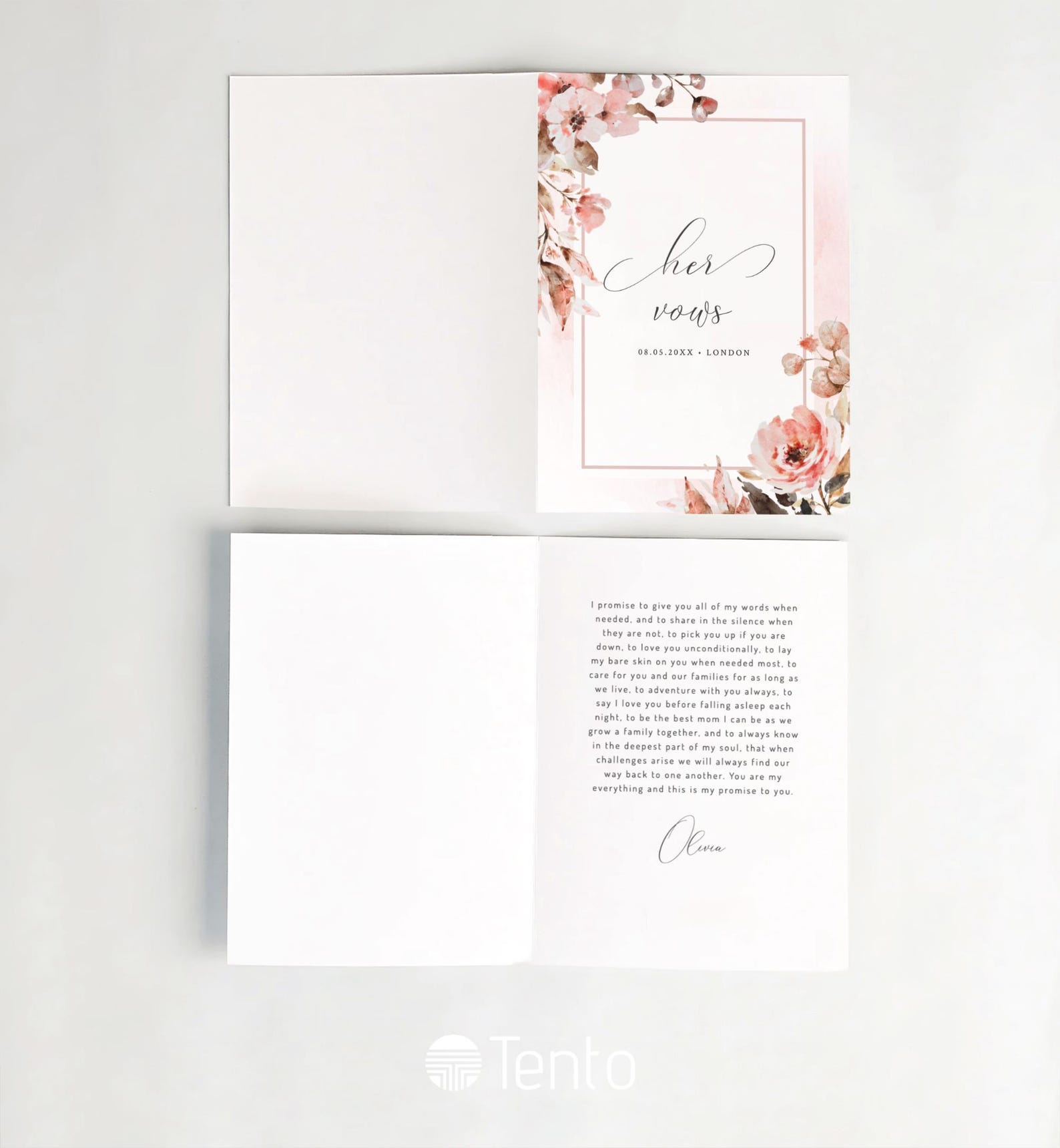 EDITABLE | Floral Vow Book Template, 0025AA - Etsy