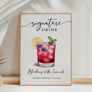 EDITABLE | Blueberry Vodka Lemonade Bar Sign Template, 0042AA - Etsy