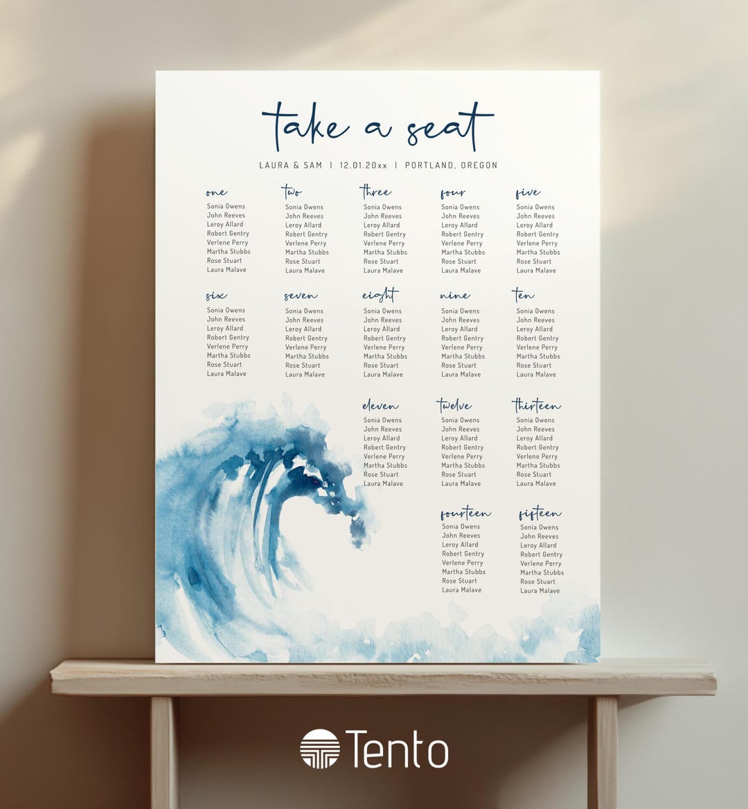 EDITABLE | Ocean Seating Chart Template, Alphabetical and Table Order ...