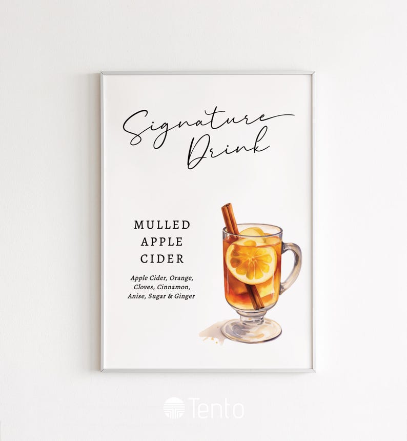 Mulled Apple Cider Cocktail Bar Sign, Editable Template, 0042AA - Etsy