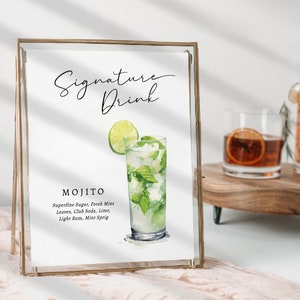 EDITABLE | Mojito Bar Sign Template, 0042AA - Etsy