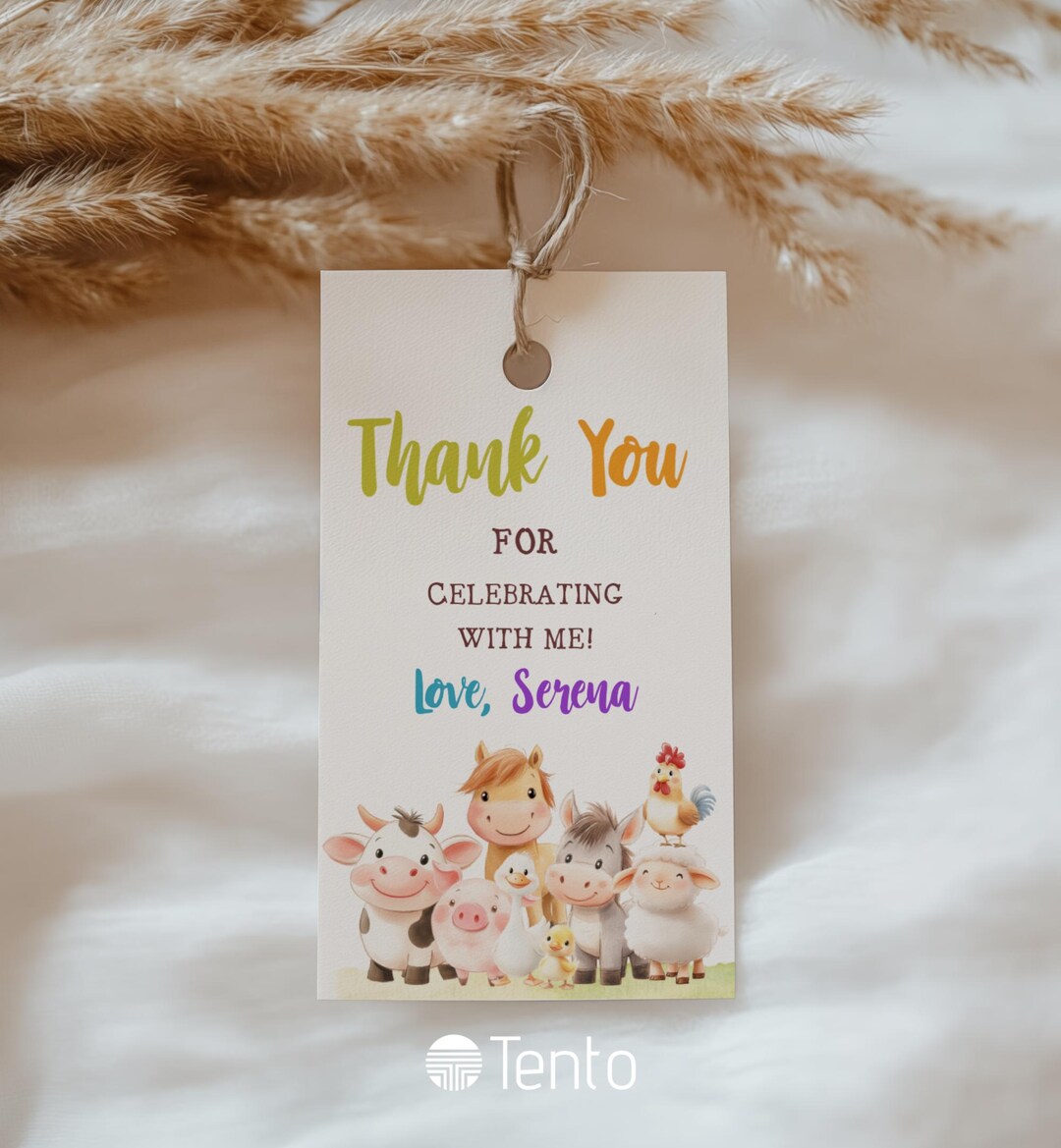 EDITABLE | Farm Animals Favor Tag Template, 0053AA - Etsy