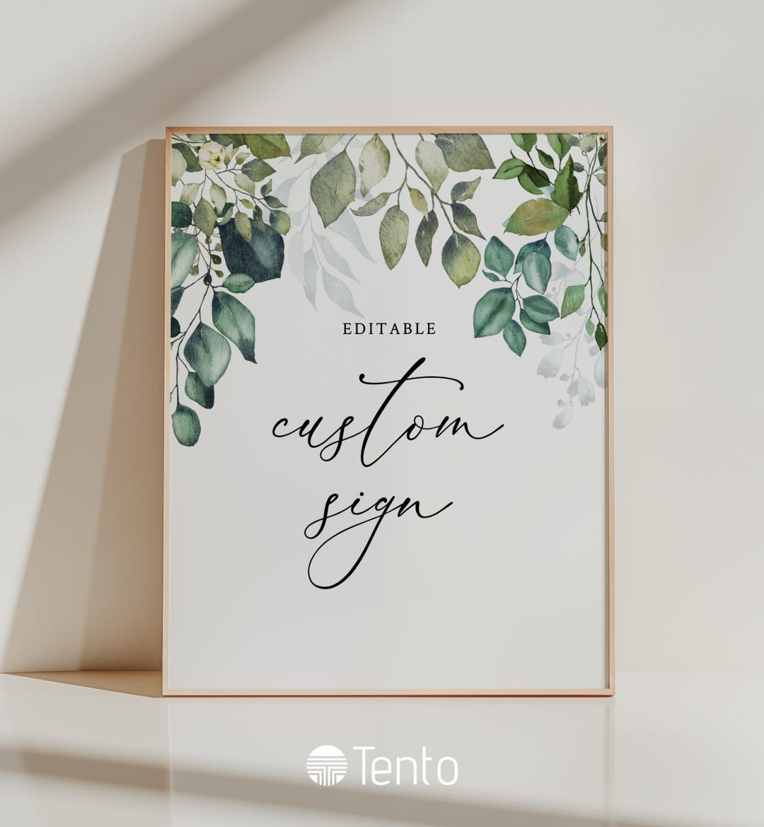 EDITABLE | Eucalyptus Custom Sign Template, 0006AA - Etsy