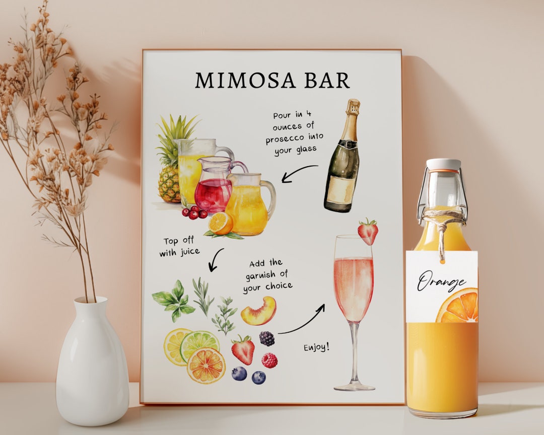 EDITABLE | Mimosa Bar Sign Template, 0042AA - Etsy