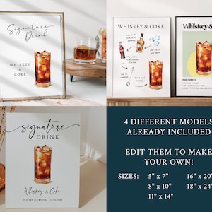 EDITABLE | Whiskey and Coke Bar Sign Template, 0042AA - Etsy