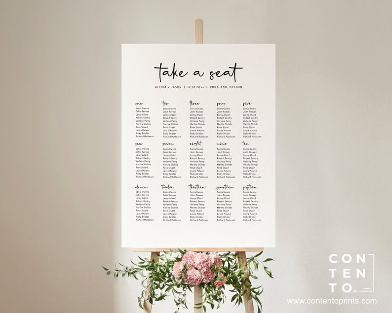 EDITABLE Minimalist Seating Chart Template, Alphabetical and Table ...