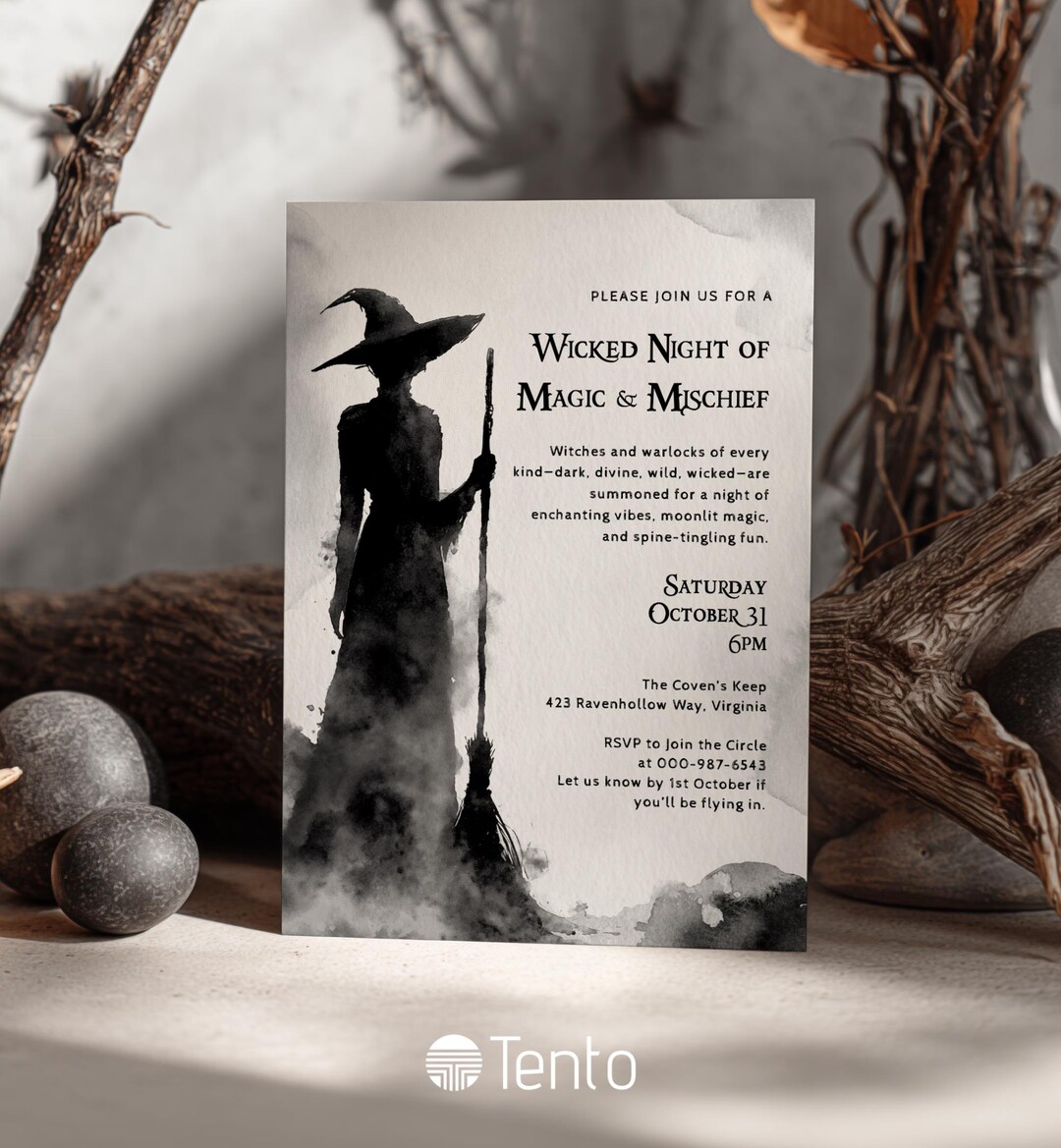 EDITABLE | Witch Halloween Party Invitation Template, 0056AA - Etsy
