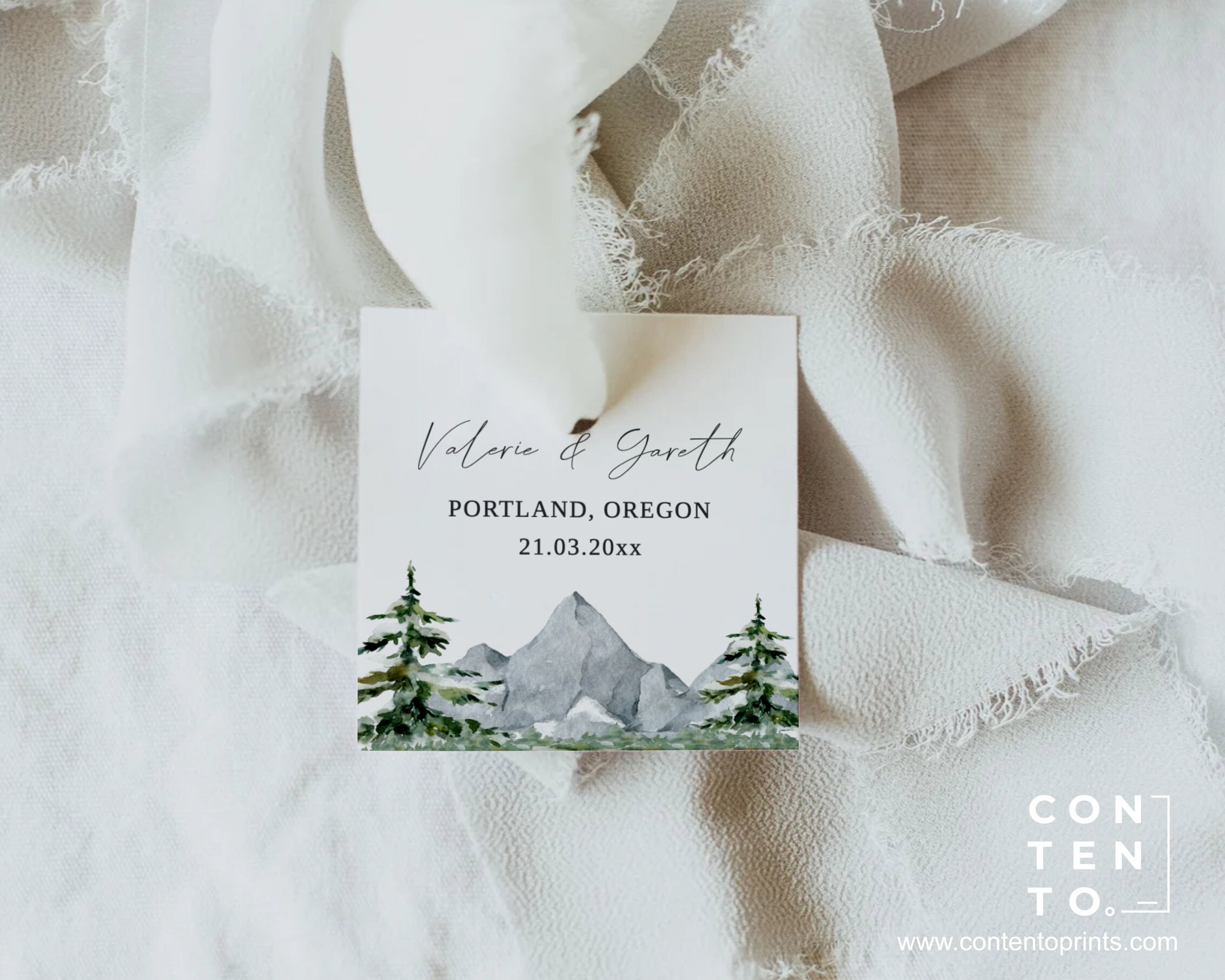 EDITABLE Mountain Favor Tag Template Round and Square - Etsy