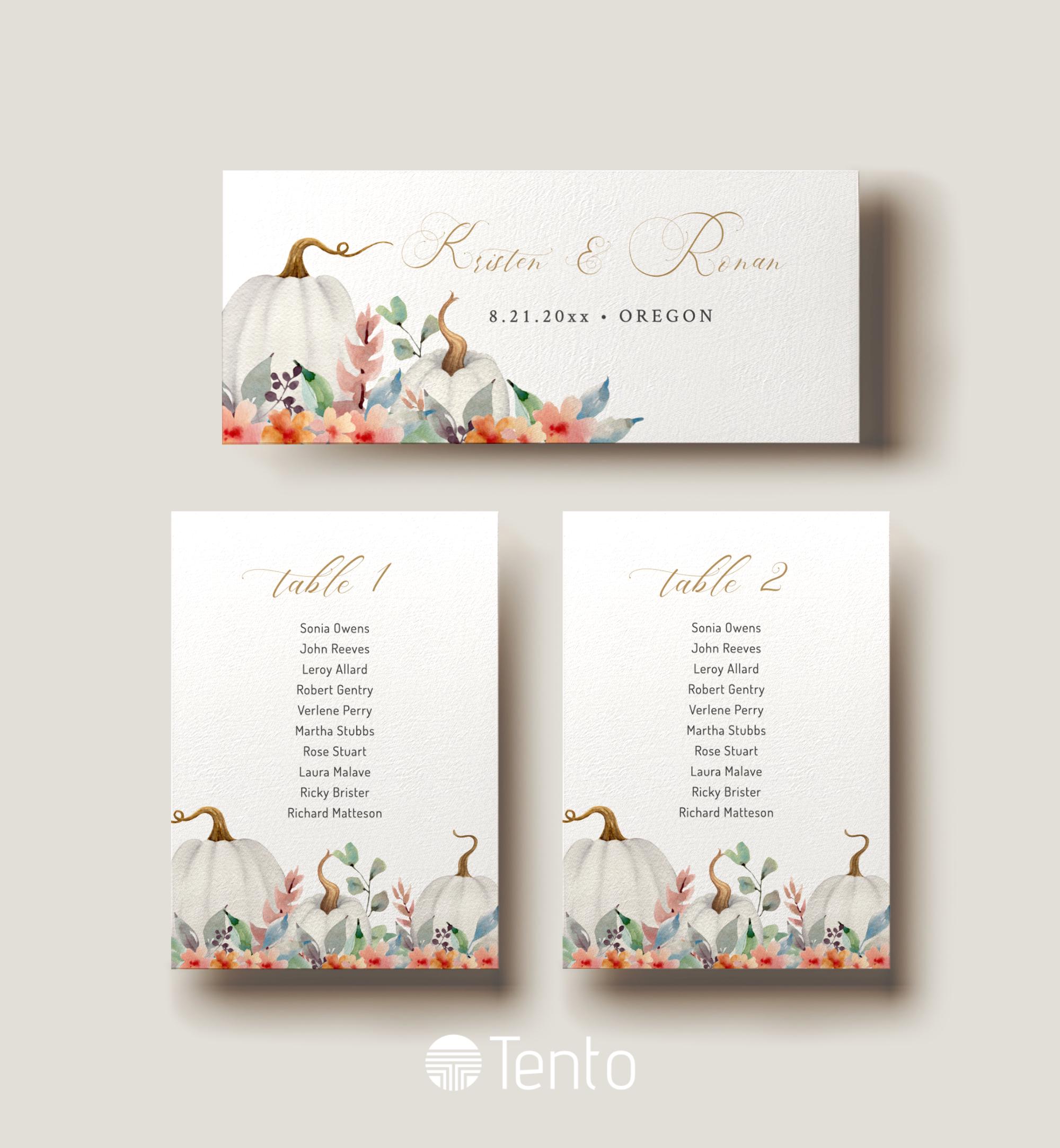 EDITABLE | Pumpkin Seating Chart Template, Hanging Cards, 0015AA - Etsy