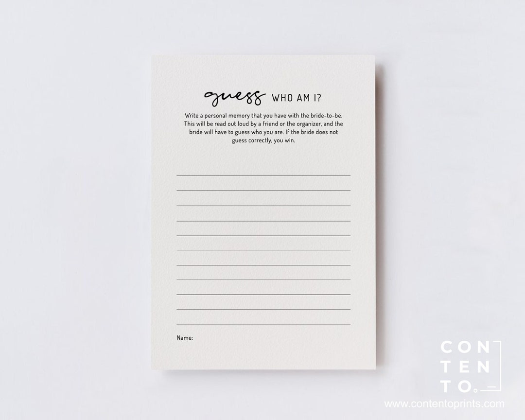 EDITABLE Guess Who Am I Game Template Minimalist - Etsy