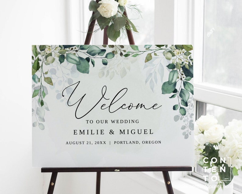 EDITABLE Eucalyptus Welcome Sign Template 0006AA - Etsy