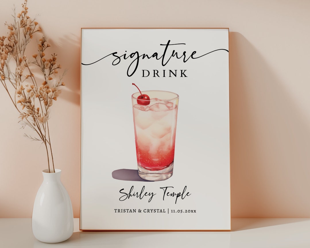 EDITABLE | Shirley Temple Bar Sign Template, 0042AA - Etsy
