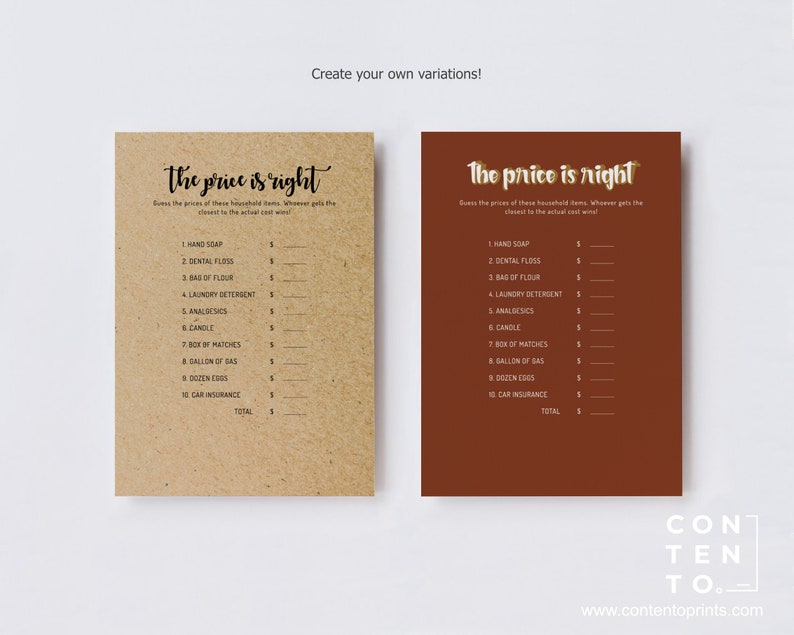 EDITABLE the Price is Right Game Template, Minimalist Bachelorette ...