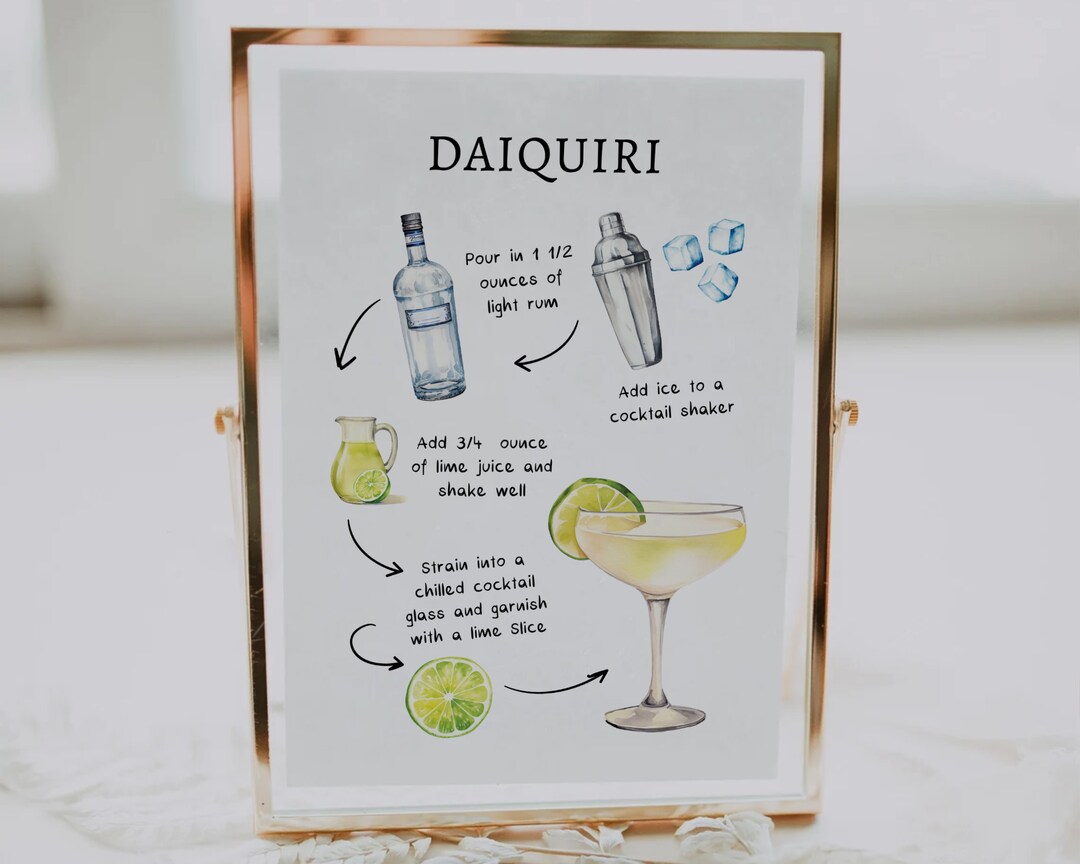 EDITABLE | Daiquiri Bar Sign Template, 0042AA - Etsy