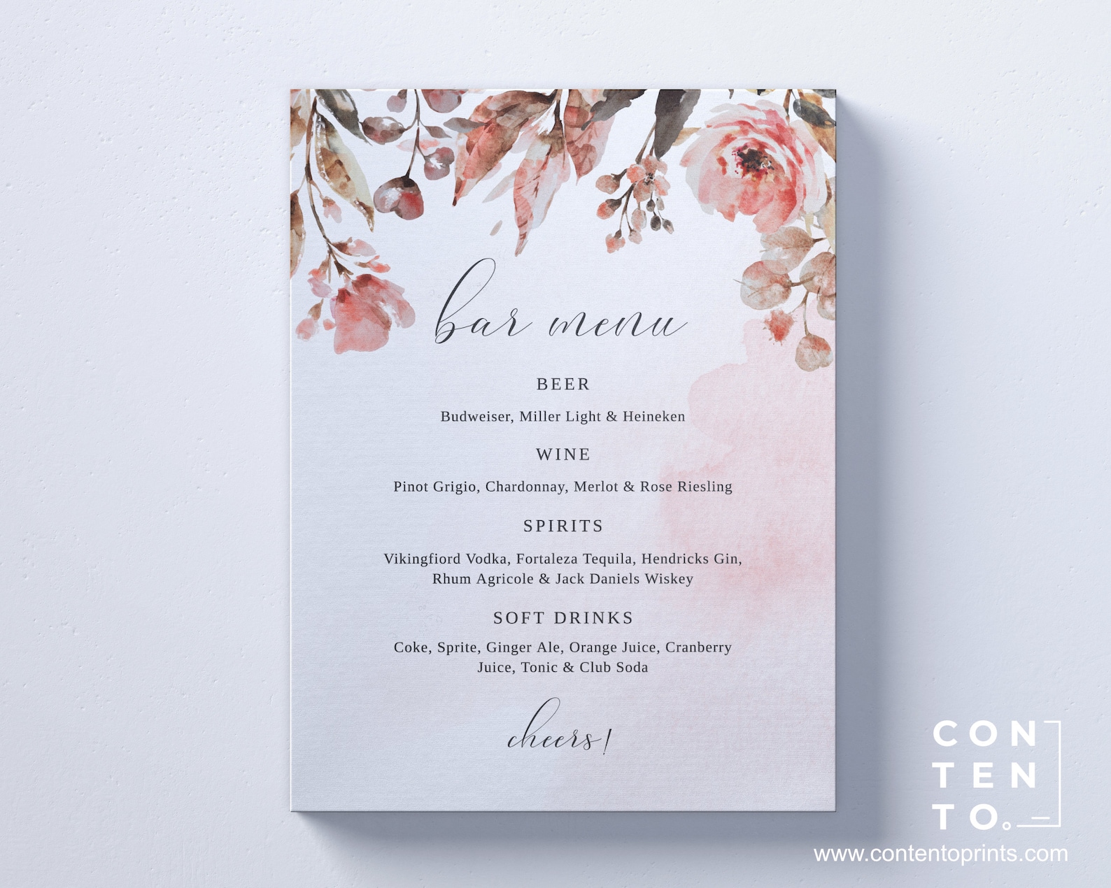 EDITABLE Floral Bar Menu Template 0025AA - Etsy