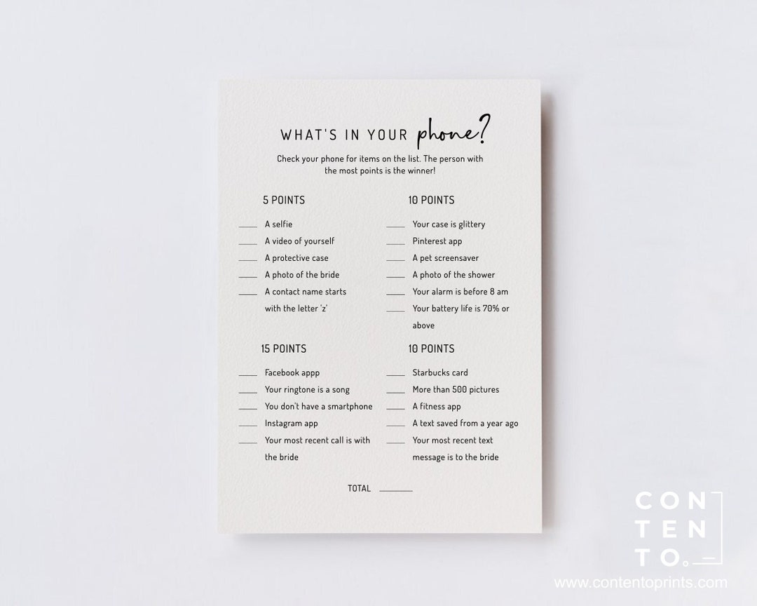 EDITABLE What's in Your Phone Game Template Minimalist - Etsy