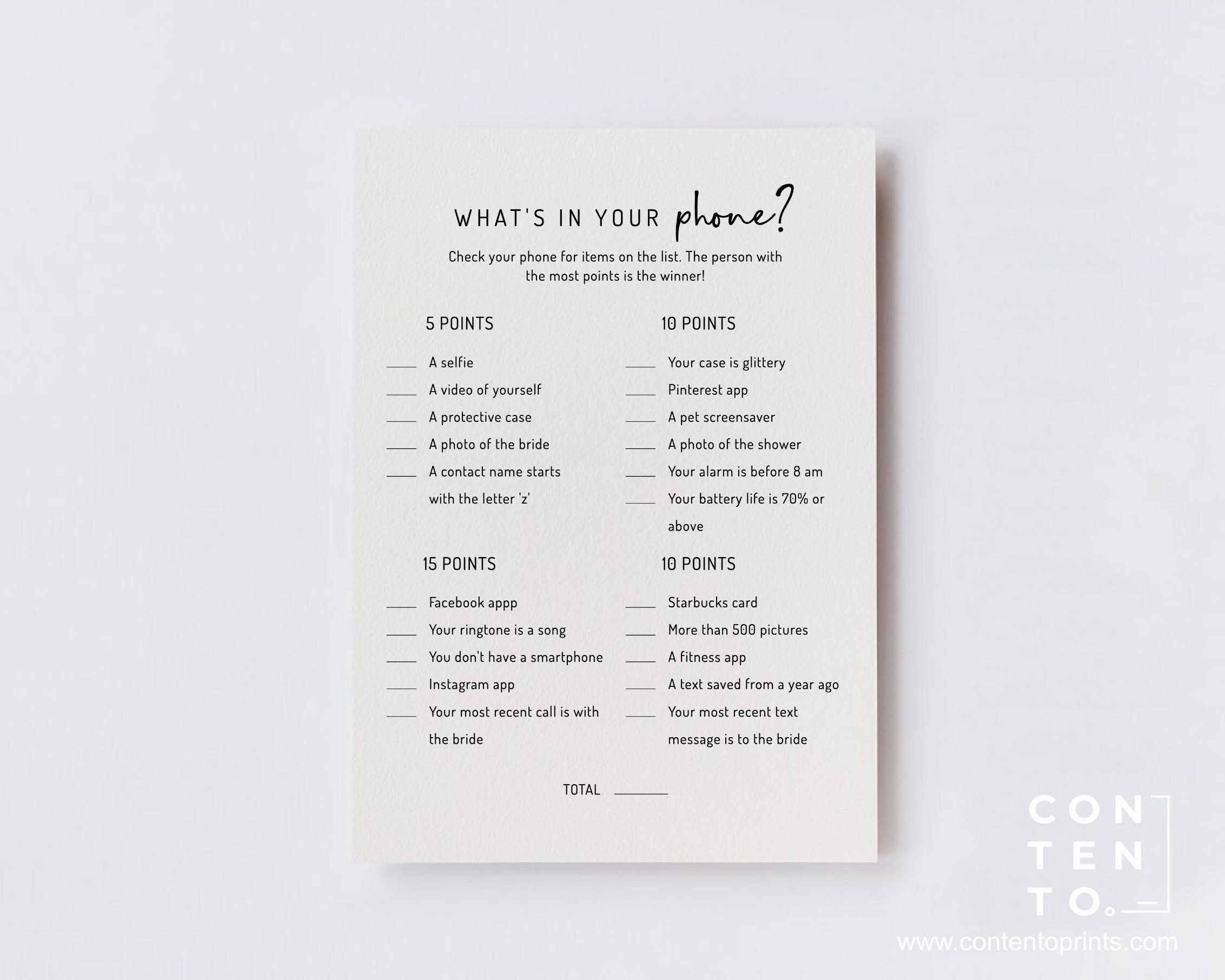 EDITABLE What's in Your Phone Game Template Minimalist - Etsy